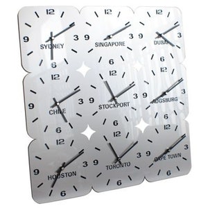 Silver Acrylic World Timezone Wall Clocks 2-5 Dial Options - Etsy
