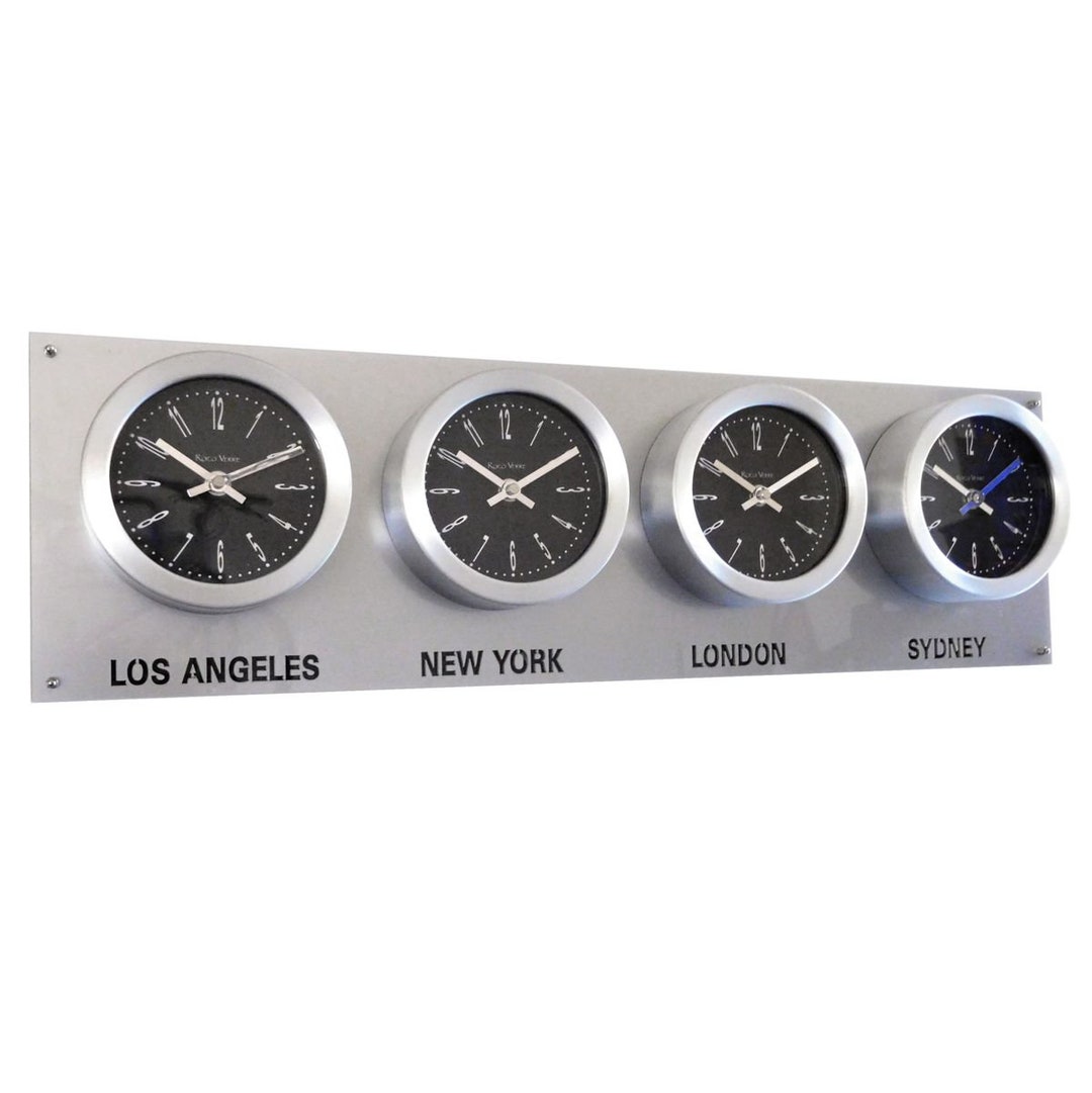 Everyday Time Zone Clock Silver Grey Backboard 2-6 Dial - Etsy
