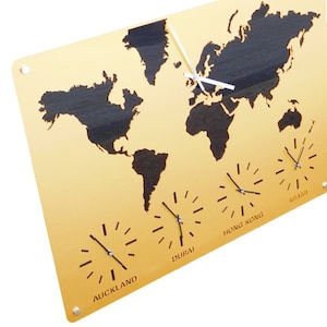 Silver Acrylic World Map Timezone Wall Clock - Etsy