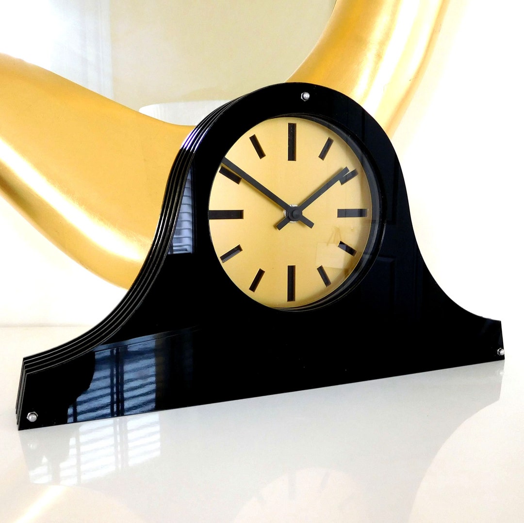 Louis Spirit Gloss Black Gold Dial Mantel Clock - Etsy