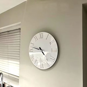 Gloss White Mirror Roman Wall Clock - Etsy