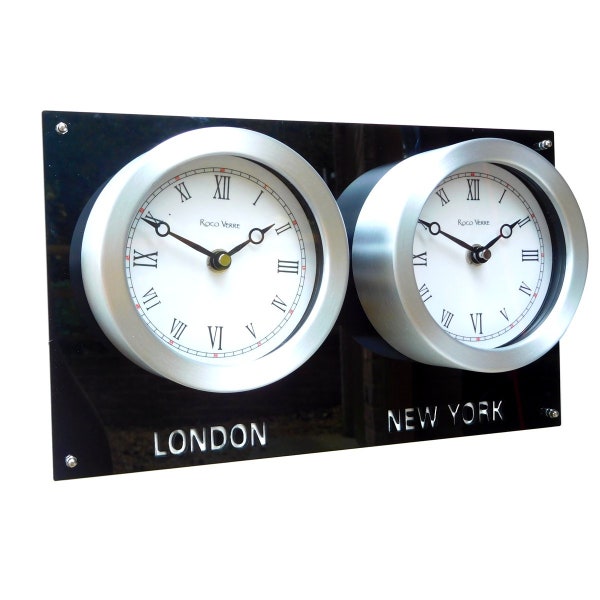 Triple Time Zone Wall Clock - Etsy