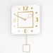 Decoish Gloss White and Gold Square Pendulum Wall Clock - Etsy