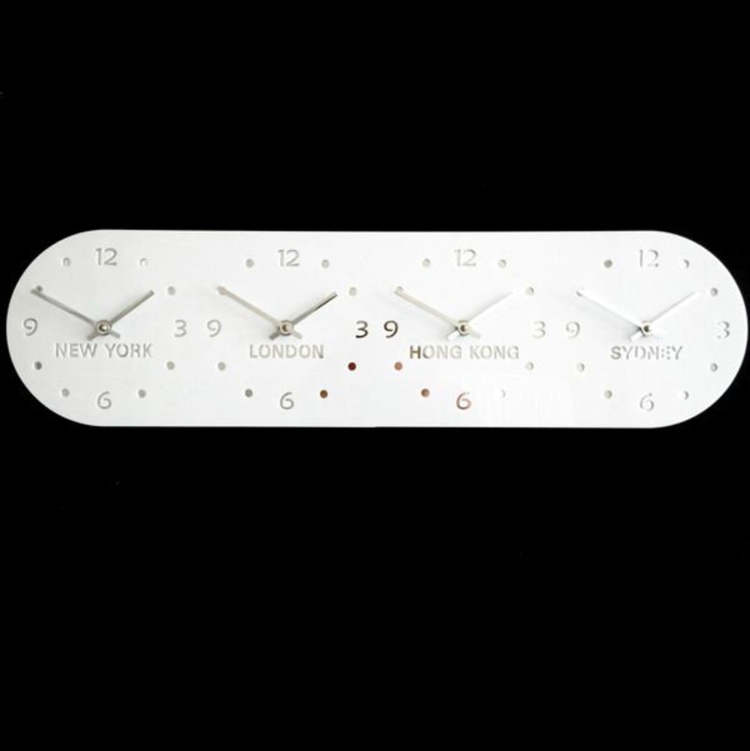 Large White Gloss Acrylic Personalised Retro Timezone Wall Clocks - Etsy