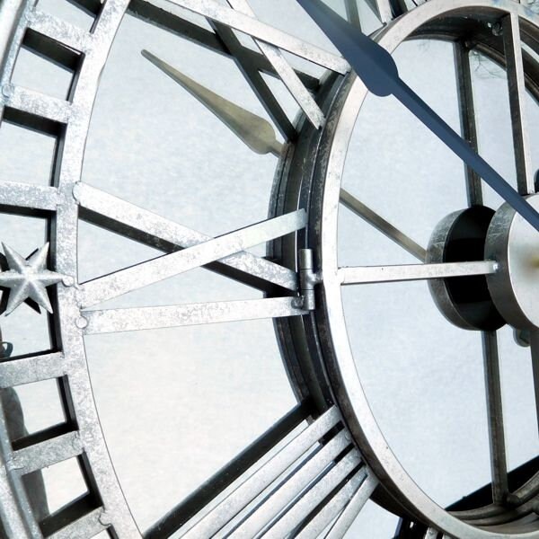 Mirror Silver Iron Roman Skeleton Wall Clock - Etsy UK