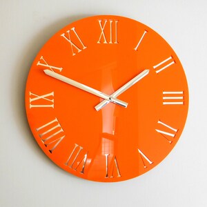 Orange Modern Gloss Roman Wall Clock - Etsy