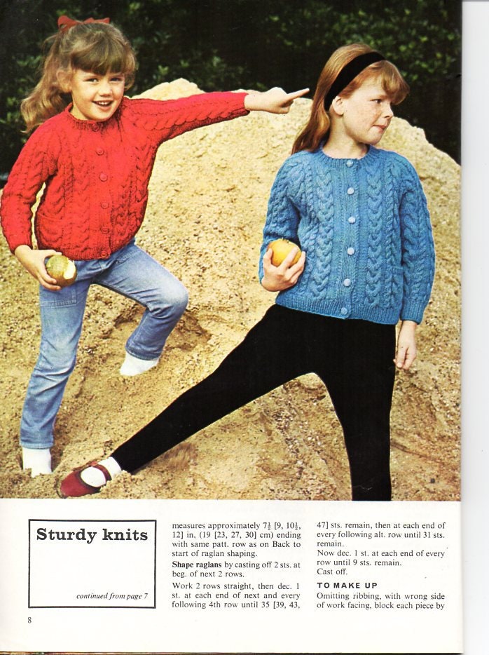 Original childrens aran knitting pattern book Patons Junior | Etsy