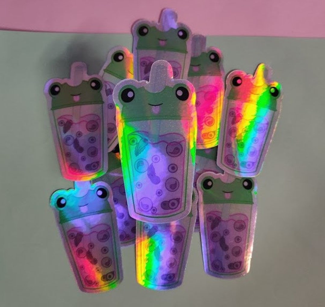 Frog-bidden Forbidden Frog Boba Chrome Rainbow Oil Slick Stickers - Etsy