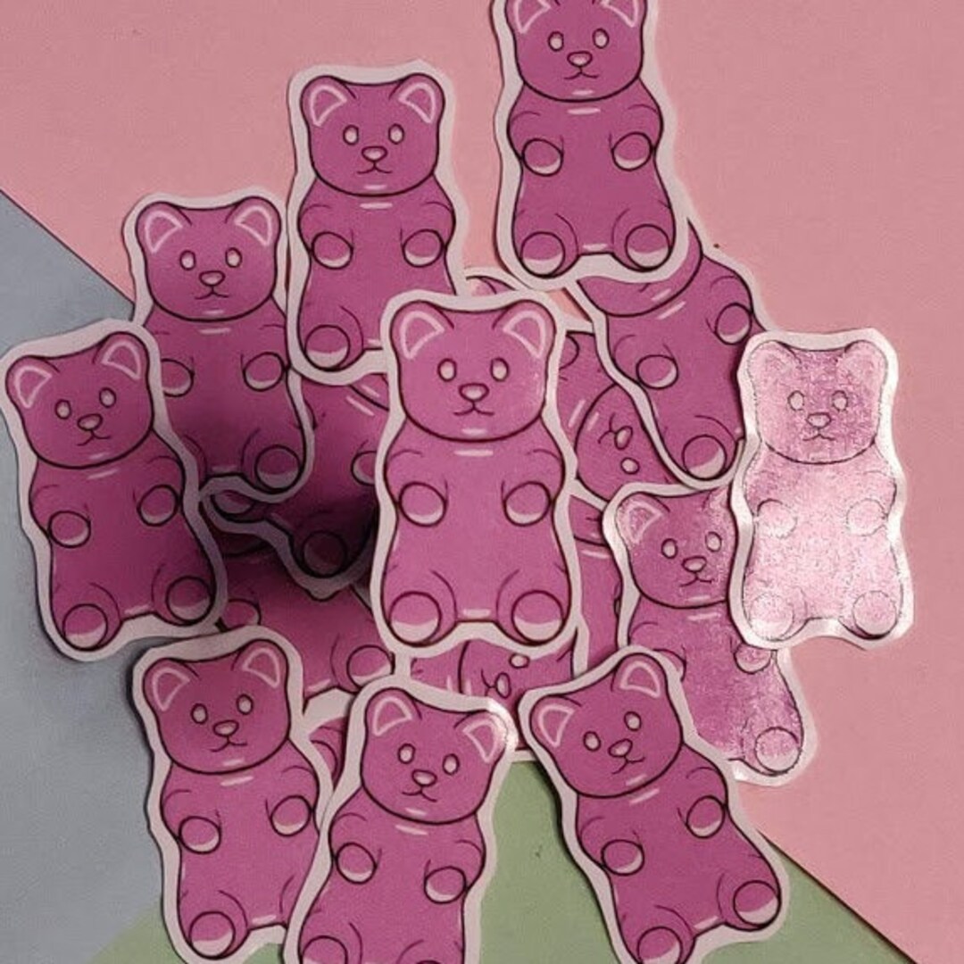 Pink Gummy Bear Sticker Holographic Options - Etsy