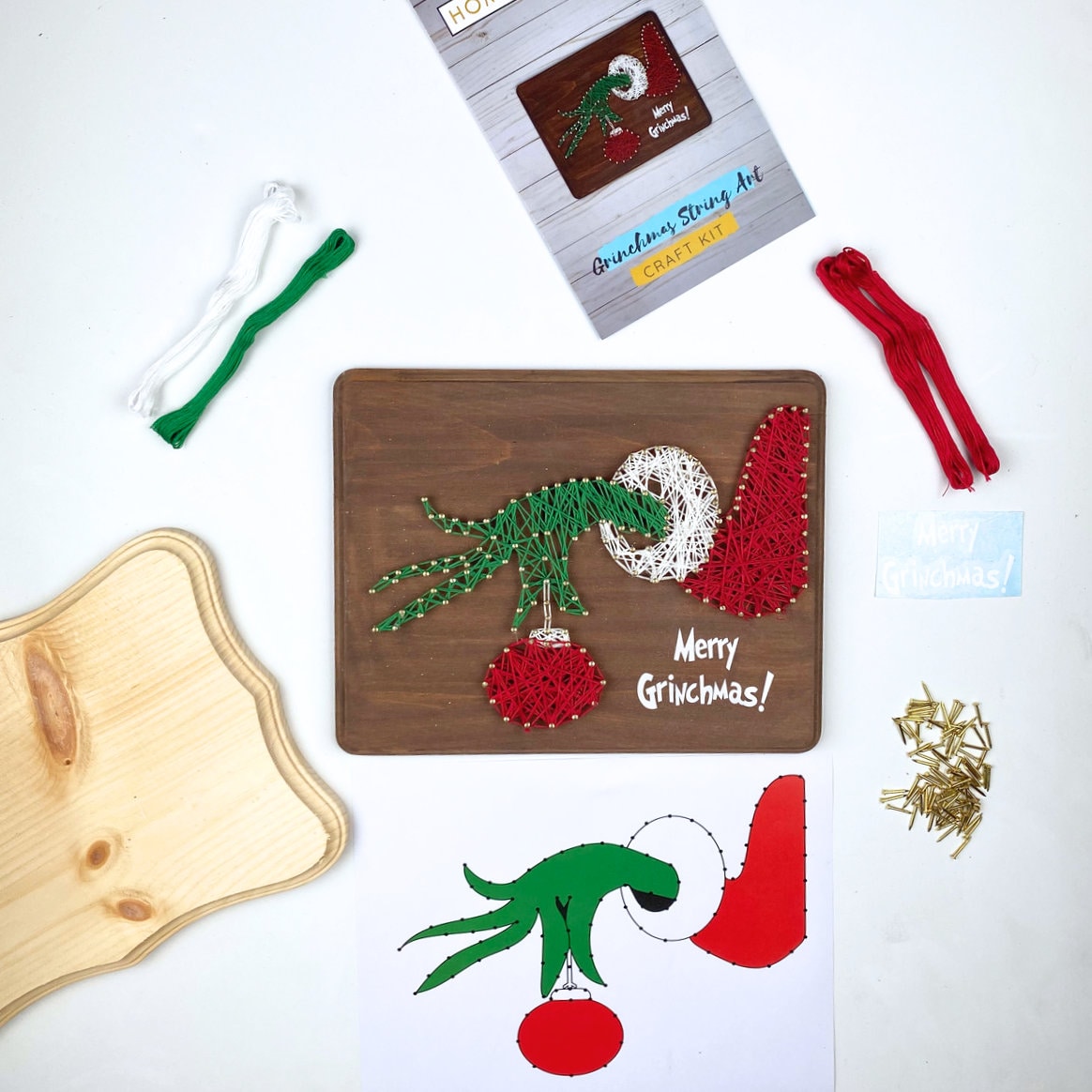 Grinch String Art Kit | Grinch Decor | Holiday Decor | Craft Kit | DIY ...