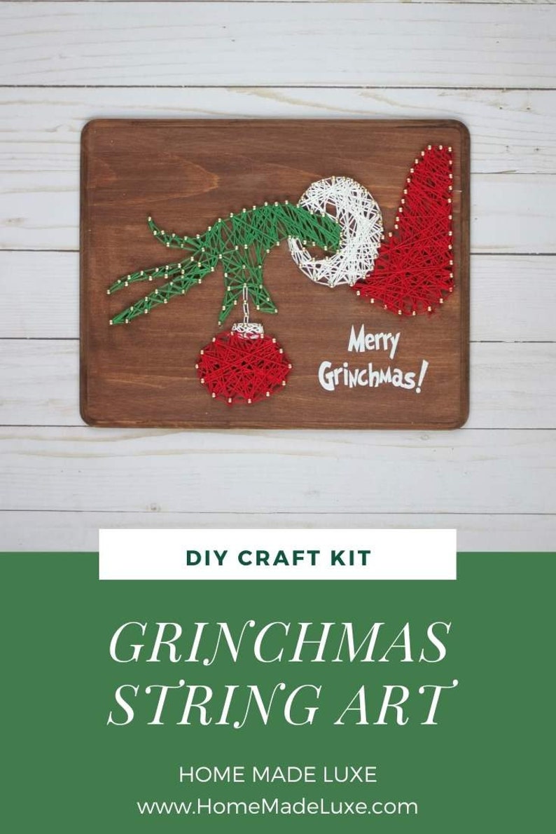 Grinch String Art Kit | Grinch Decor | Holiday Decor | Craft Kit | DIY ...