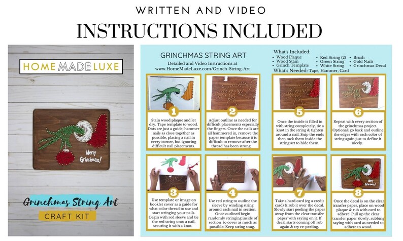 Grinch String Art Kit | Grinch Decor | Holiday Decor | Craft Kit | DIY ...