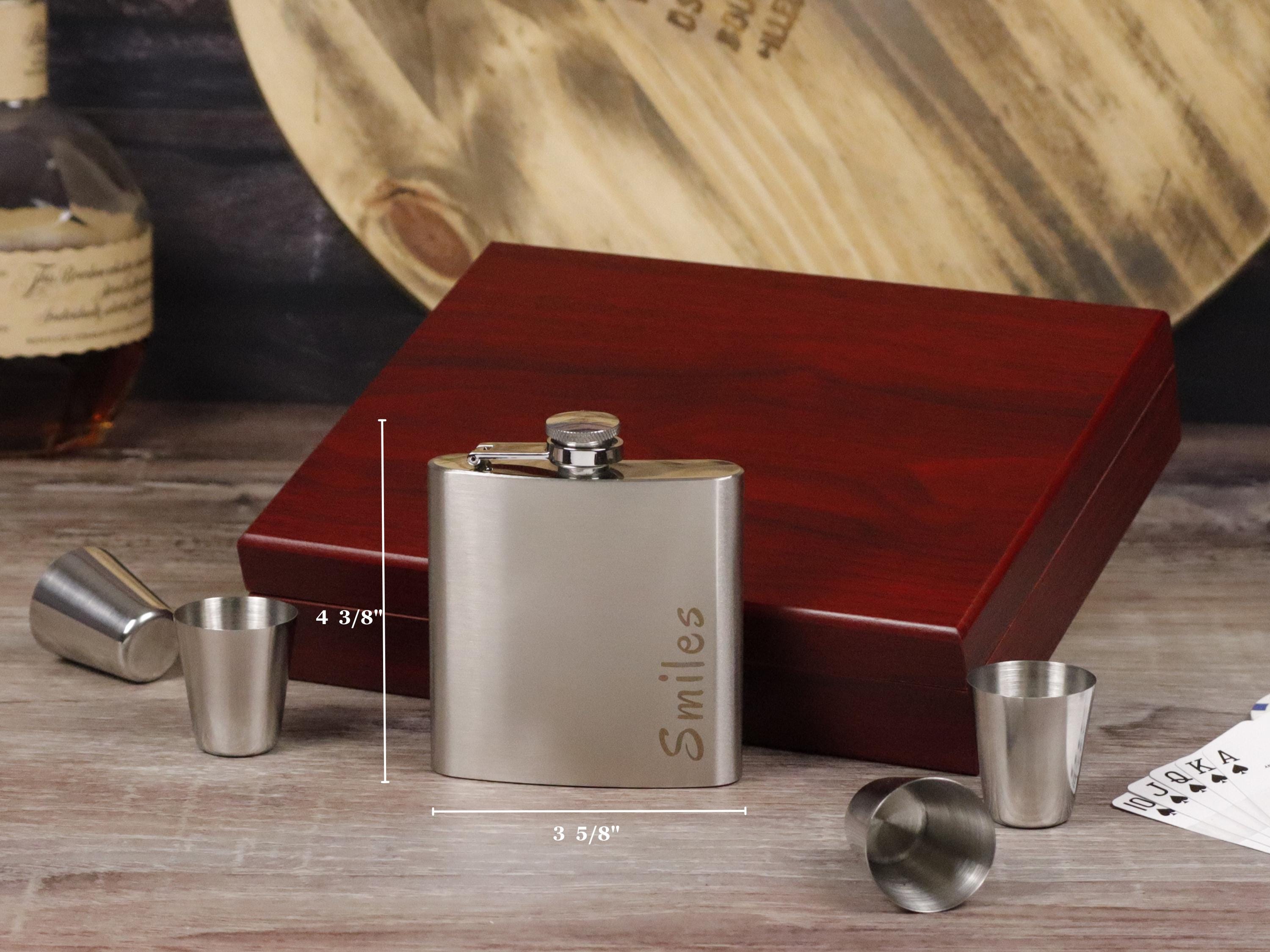 Stainless Steel Flask With Funnel, Customizable Hip Flask Gift Set in ...