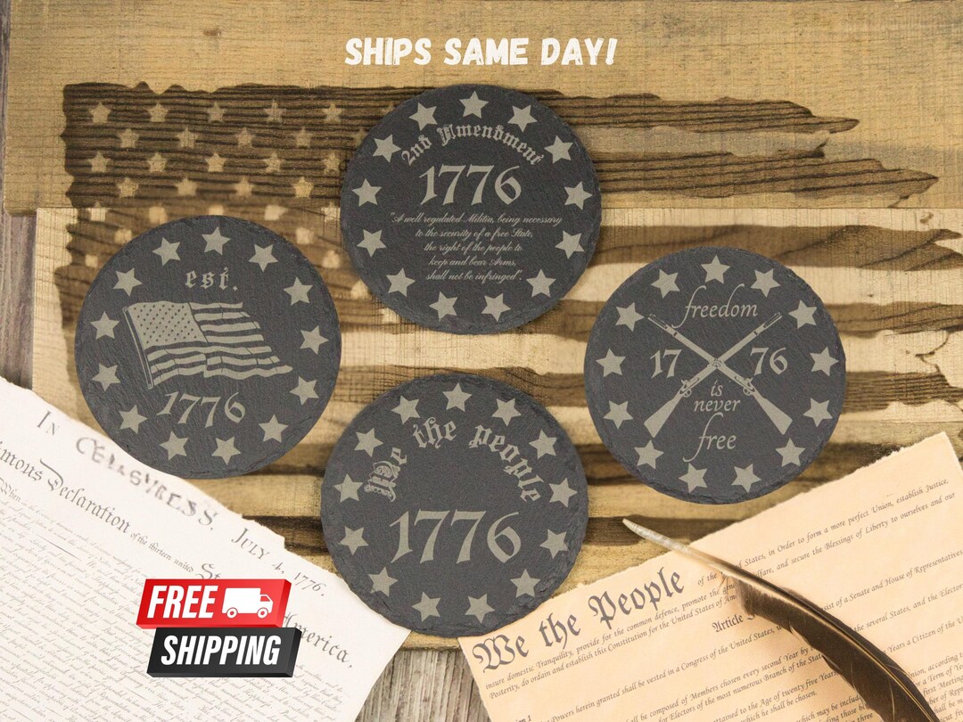 We the People, Patriotic, 1776, Laser Engraved Coasters, Gift for ...
