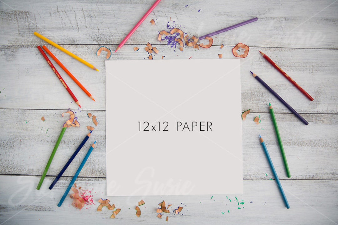 12x12 Coloring Sheet With Colored Pencils Styled Mock Up - Etsy