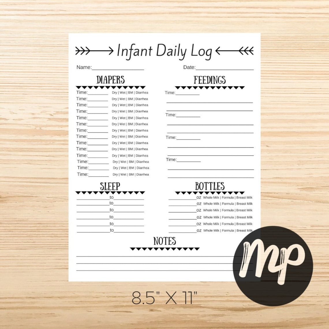 Infant Daily Log - Etsy