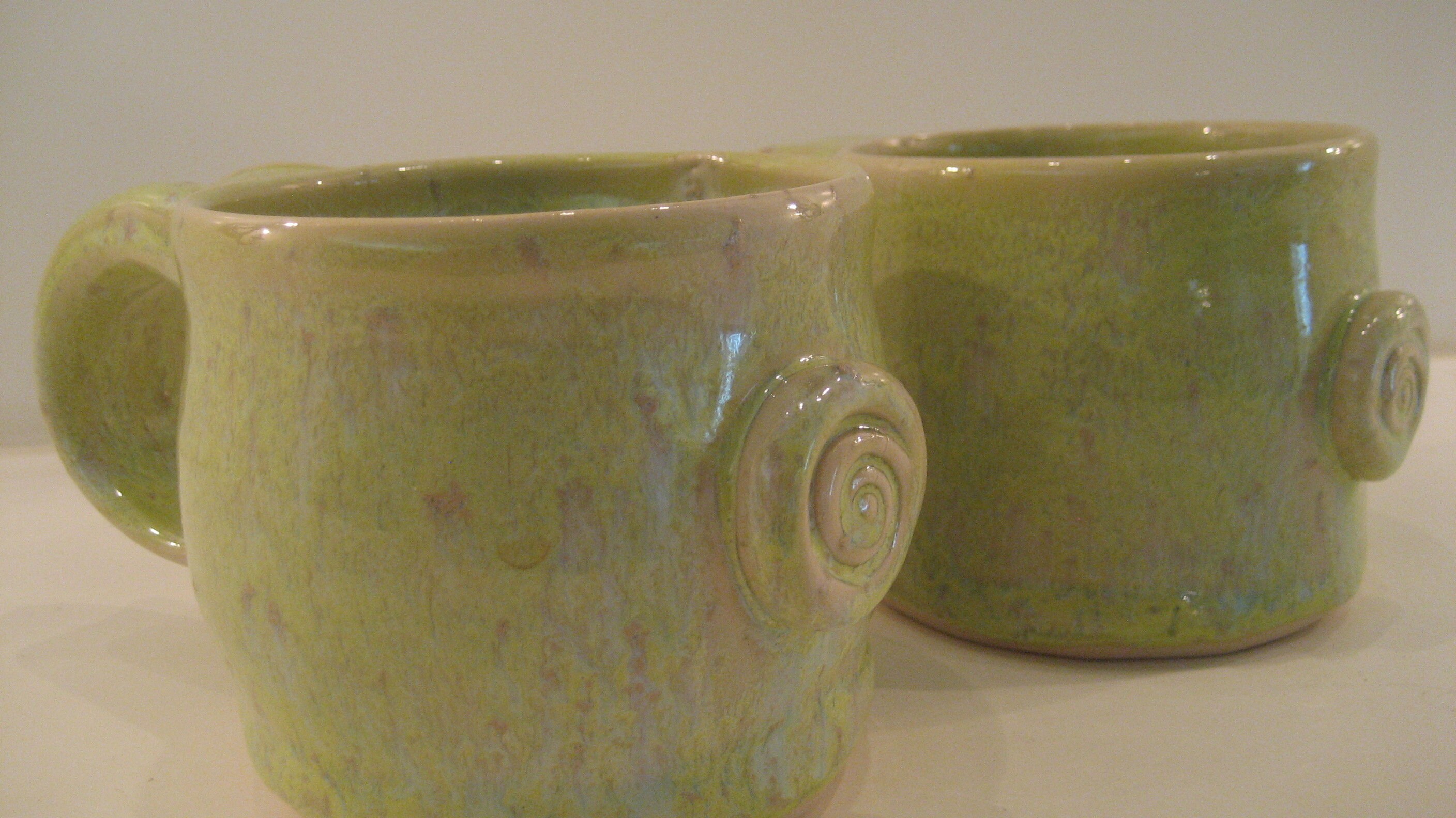 Pair of Wheel Thrown Pottery Coffee Cups