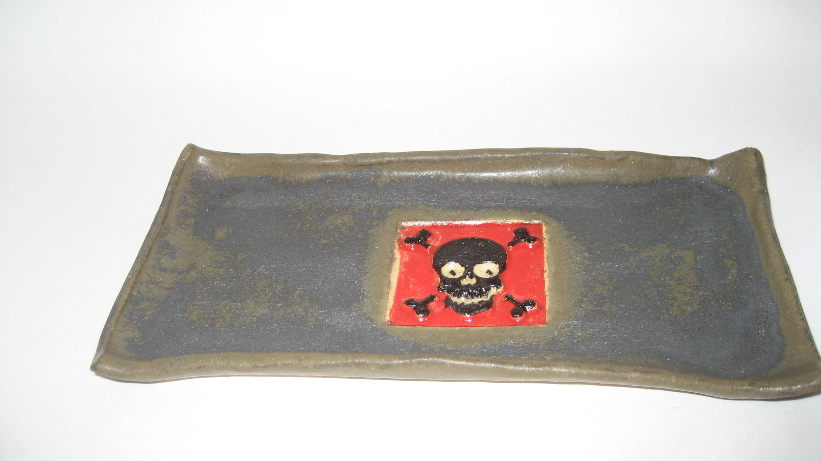 Hand Made Pottery Skull Tray