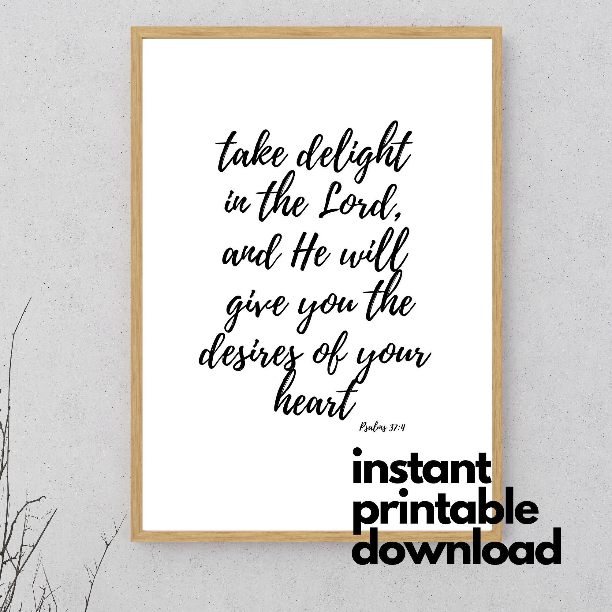 Bible Verse Printable Wall Art Delight in the Lord Instant Download - Etsy