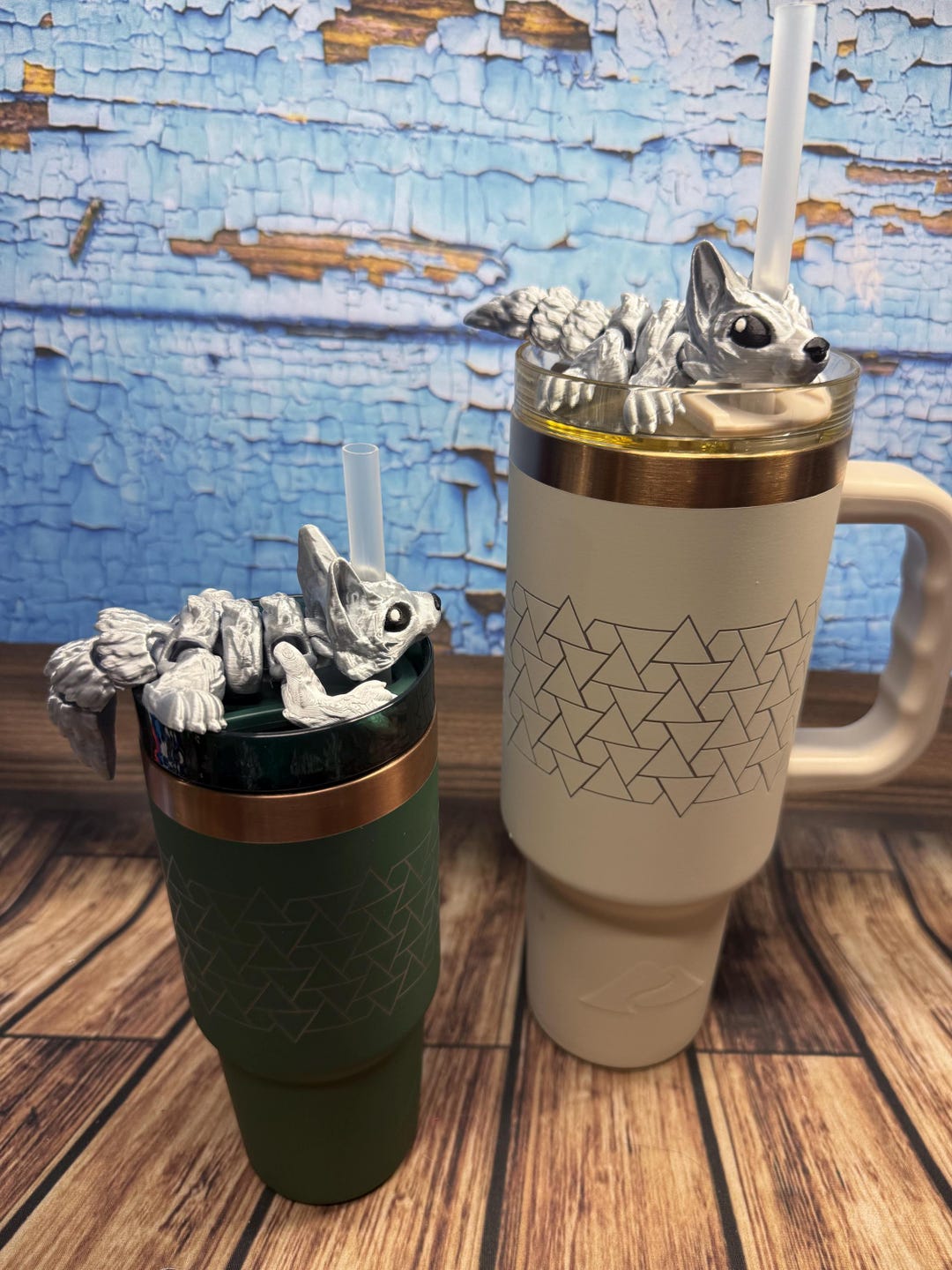 3D Printed Wolf Dragon Tumbler Straw Topper for 10mm Straws Multi Color ...