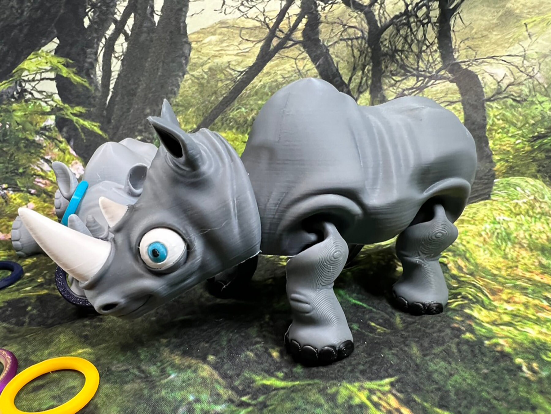 3D Printed Flexi Articulated Rhino Ring Toss - Etsy