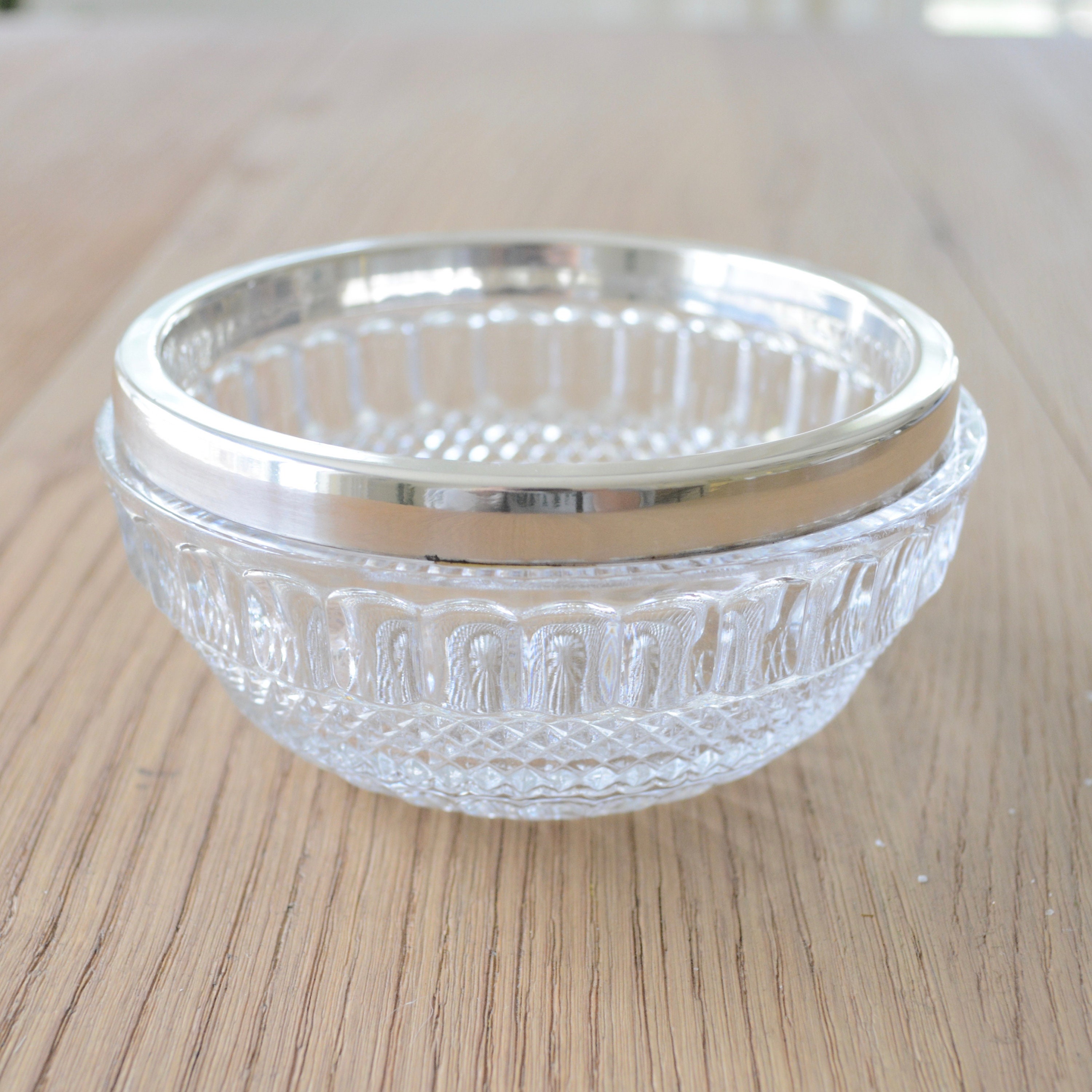 Vintage Small Silver and Glass Bowl - Etsy