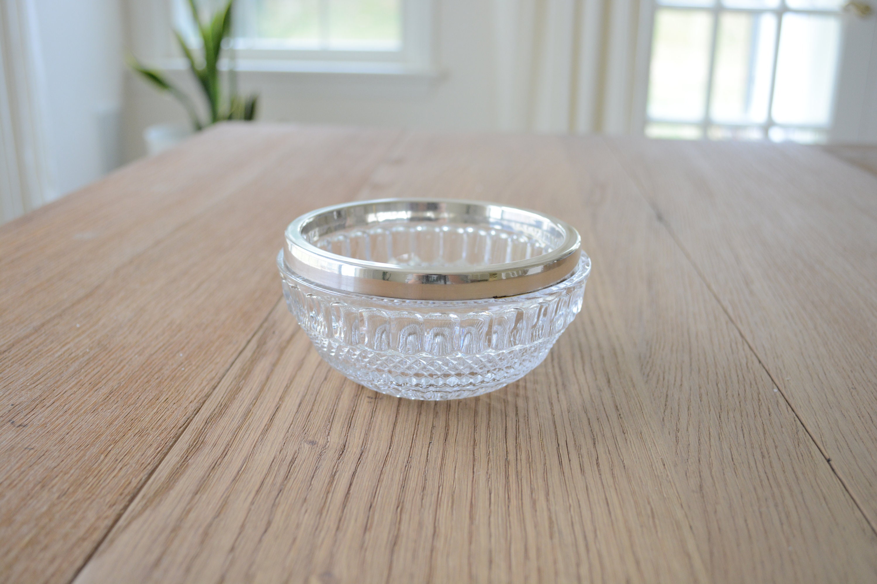 Vintage Small Silver and Glass Bowl - Etsy