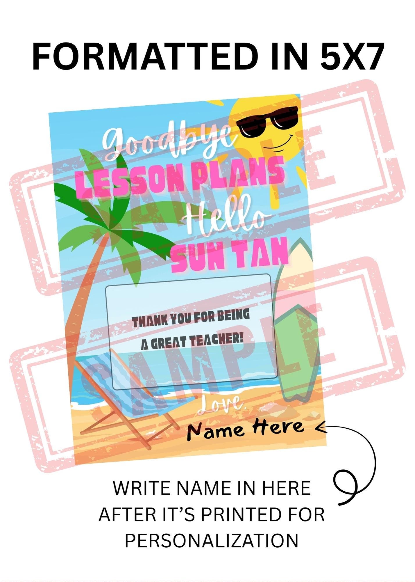 Goodbye Lesson Plans Hello Sun Tan | Teacher Summer Gift Card Holder ...