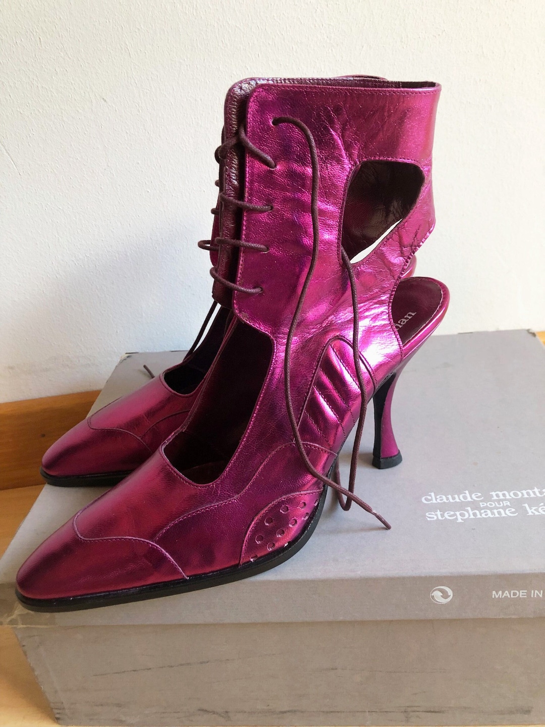 Claude Montana Pour Stephane Kelian Magenta Shiny Leather High Heel ...