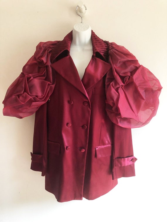 Koji Tatsuno deep crimson red satin jacket together w… - Gem
