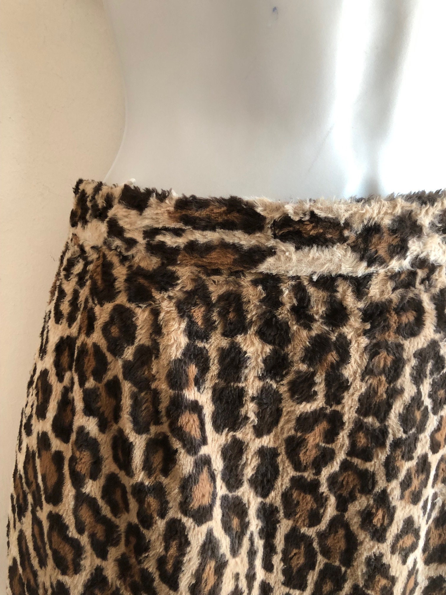 Irié Vintage Fake Leopard Fur Pencil Skirt - Etsy