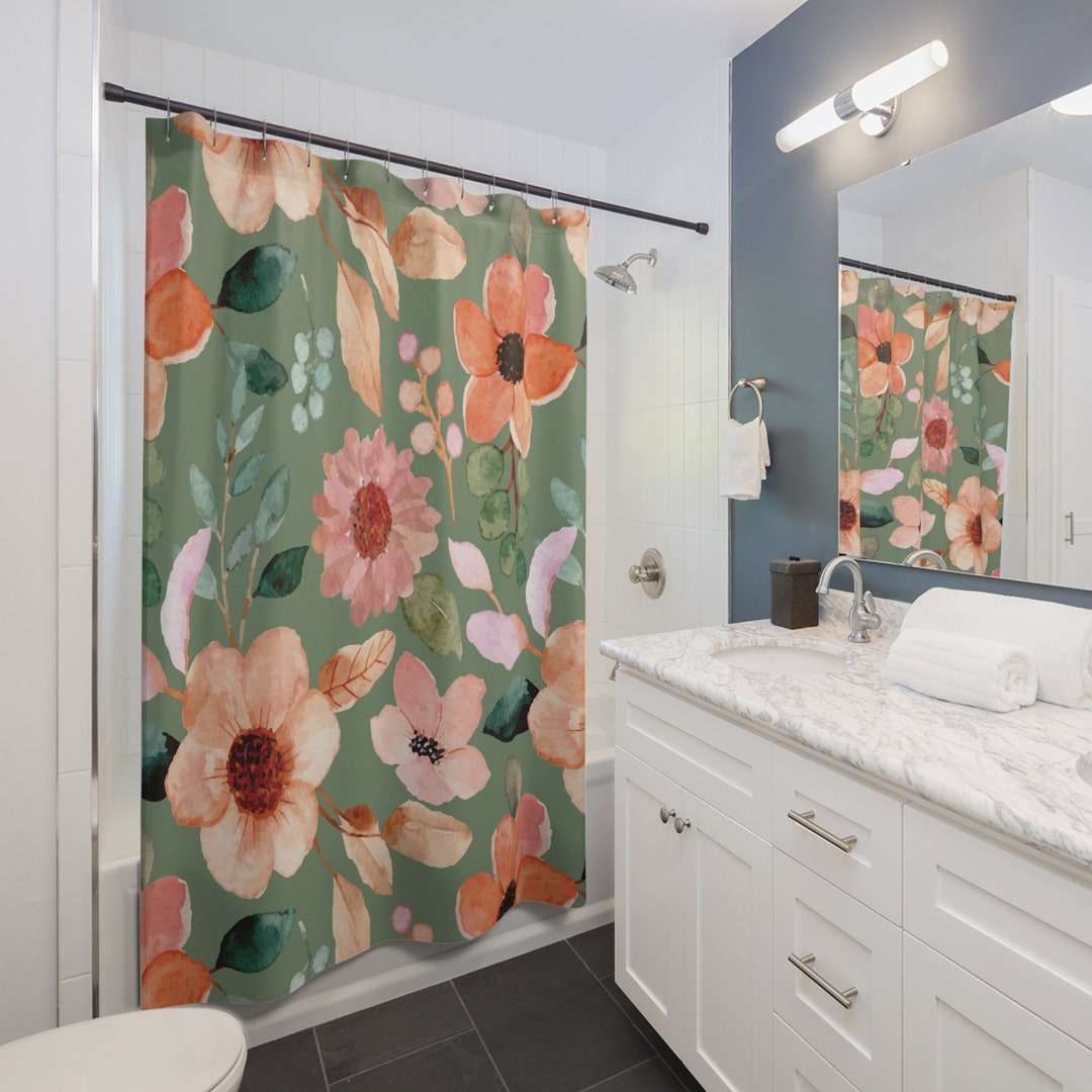 Shabby Chic Floral Shower Curtain Etsy