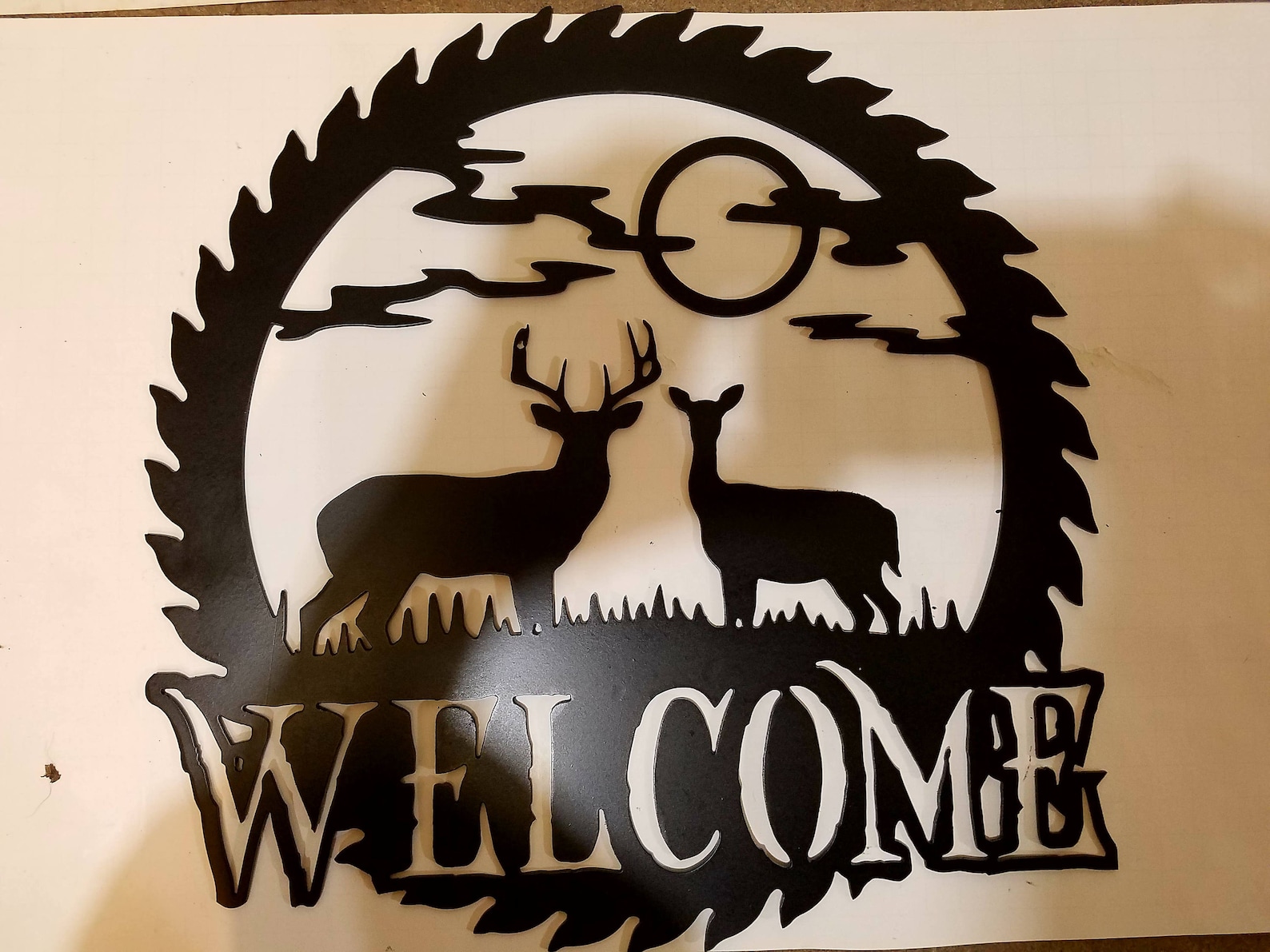 Welcome Sign Deer Scene Buck Doe Family - Etsy