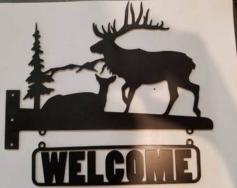 Elk Welcome Sign, Metal Art, Cabin, Northwoods, Lodge, Welcome Sign ...