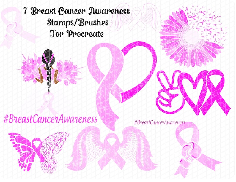 8 Breast Cancer Awareness Stamps Brushes for Procreate - Etsy