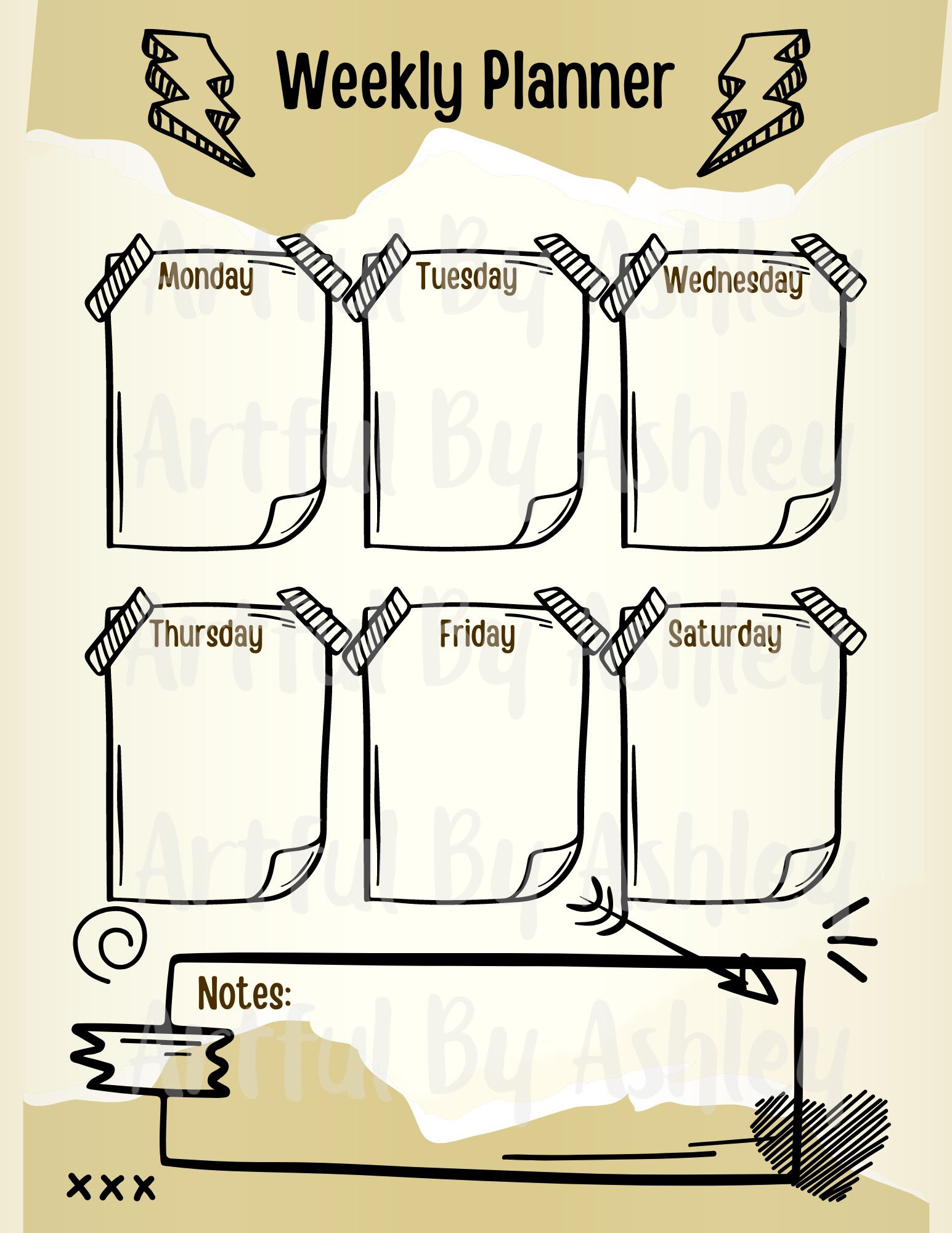 Printable Weekly Planner Template (digital Download) - Etsy