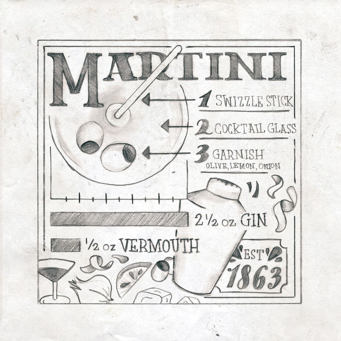 Cocktail Printable: Martini - Etsy