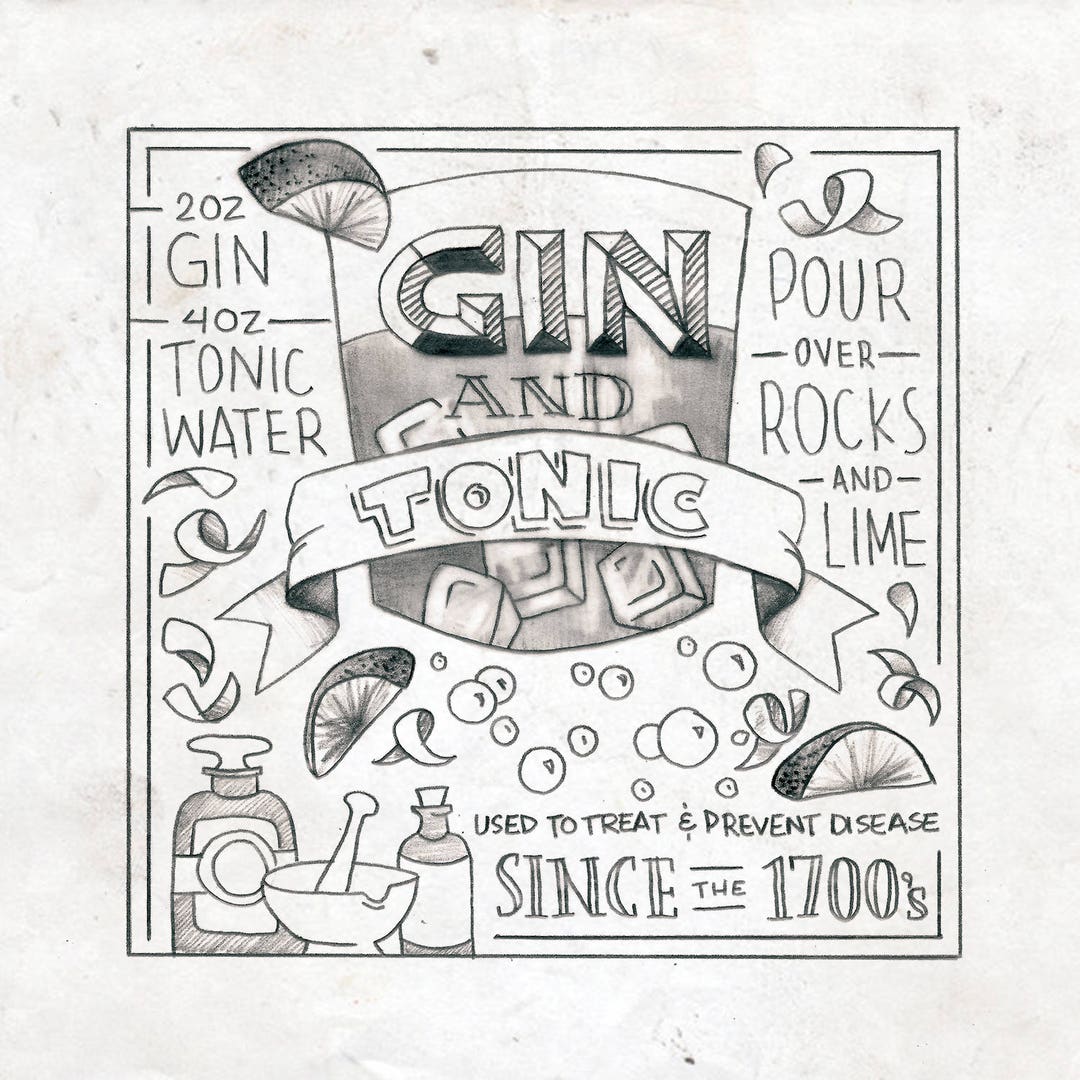 Cocktail Printable: Gin & Tonic - Etsy