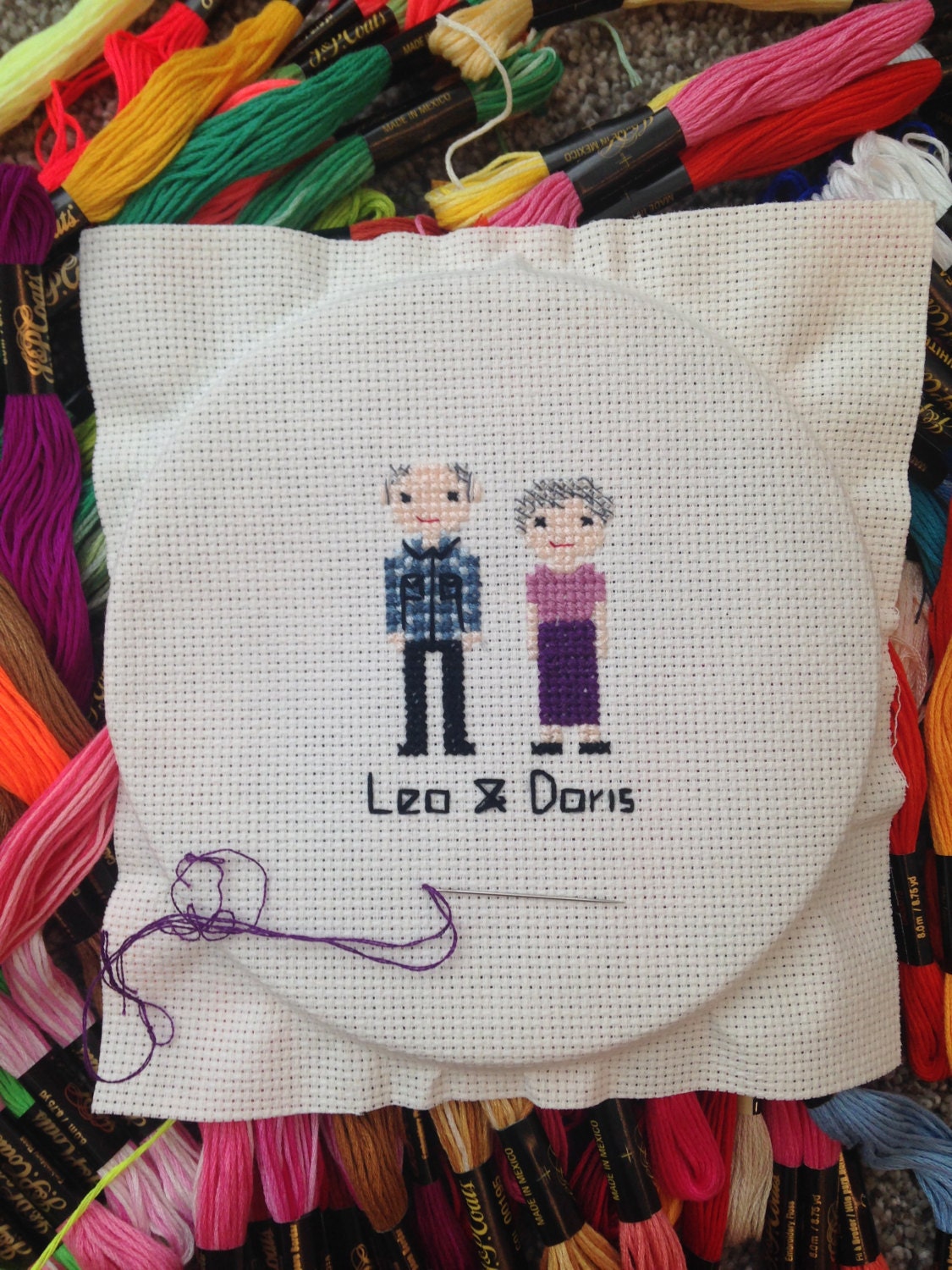 Custom 2 Character Cross Stitch Family - Etsy