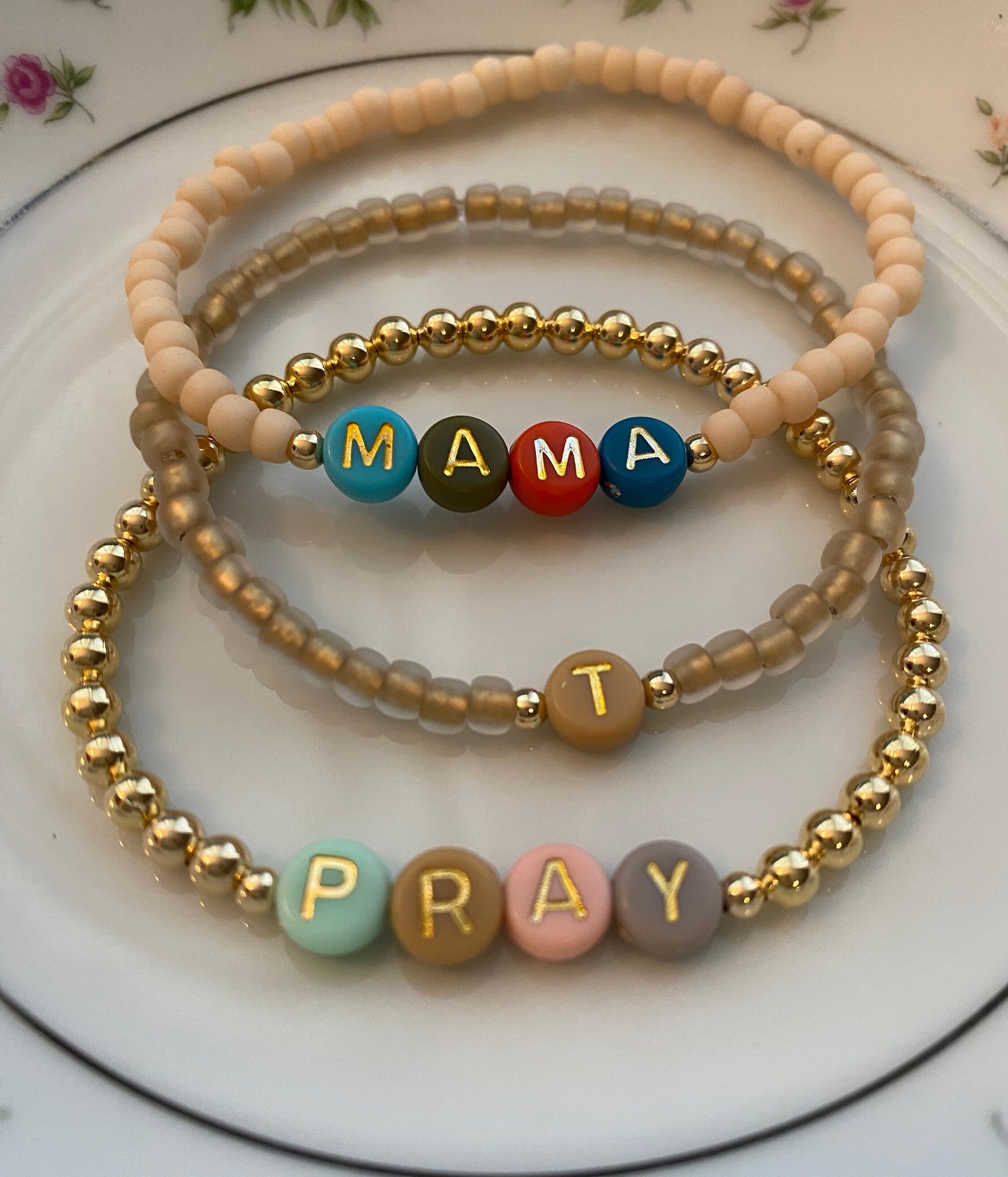 Multi-color Letter Bead Bracelet - Etsy