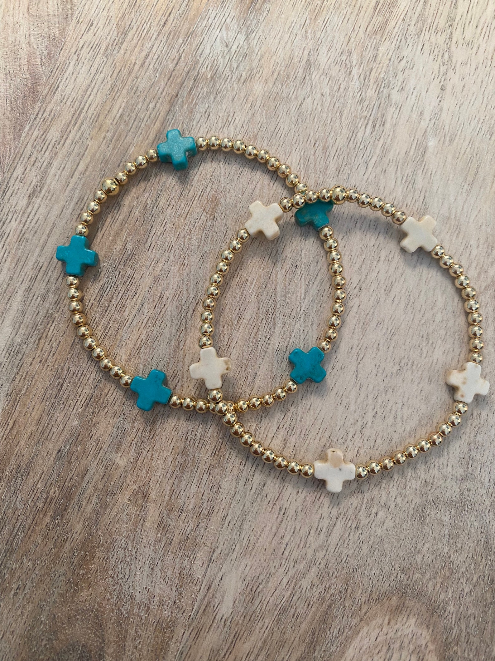 Tiny Cross Bracelet Gold Filled Beads - Etsy