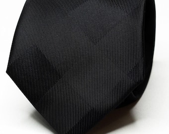 solid black textured tie