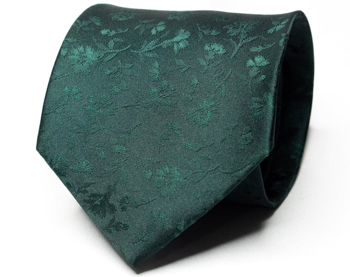 Dark Green Floral Tie Mens Green Necktie Emerald Green Tie Green ...