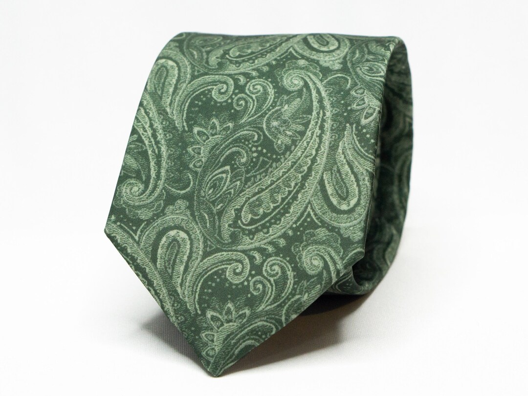 Sage Green Tie Green Paisley Tie Light Green Wedding Tie Mens Green ...
