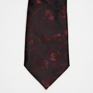 Burgundy Floral Tie Mens Red Wine Tie Dark Red Necktie Red Burgundy ...