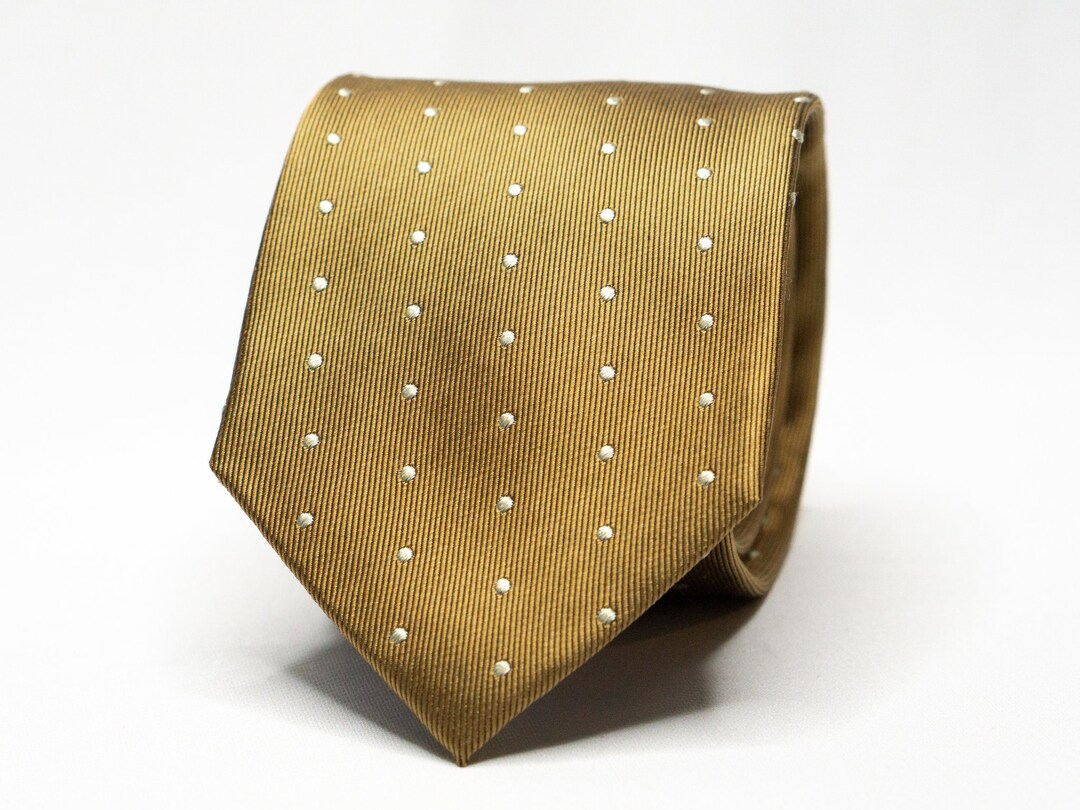Gold Silk Necktie Polka Dot Necktie Mens Champagne Tie Gold Wedding ...