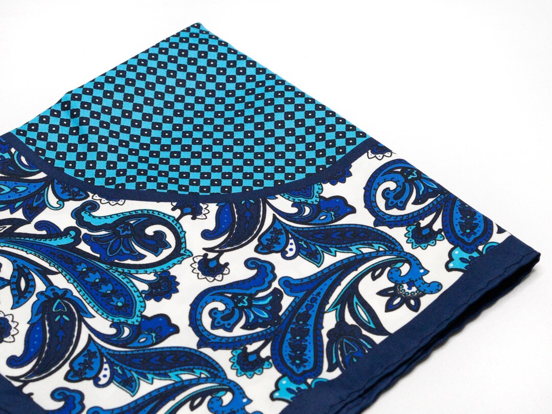 Blue Pocket Square Paisley Pattern Pocket Square for Mens Suit Wedding ...