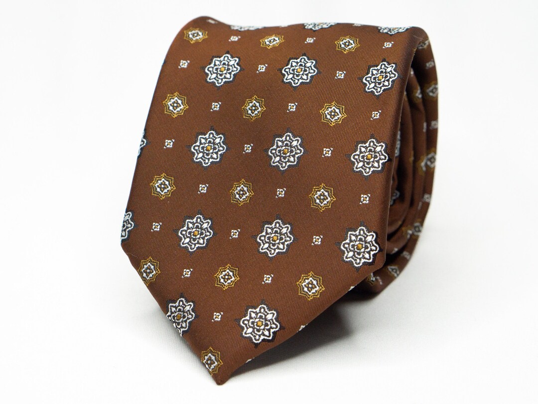 Terracotta Tie Burnt Orange Tie Men Brown Tie Medallion Tie | Styleforum