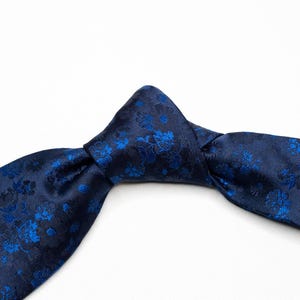 Navy Blue Floral Tie Mens Navy Blue Tie Blue Wedding Tie Groomsmen Navy ...