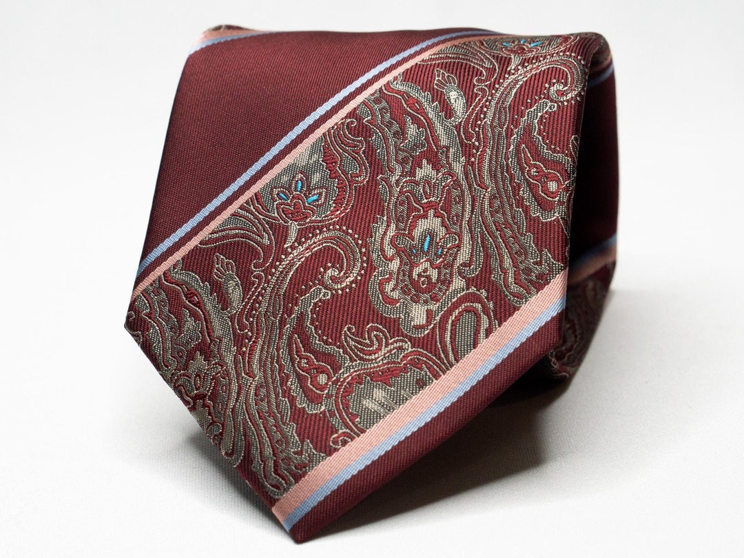 Burgundy Paisley Tie Red Stripe Tie Paisley Burgundy Tie Mens Red ...